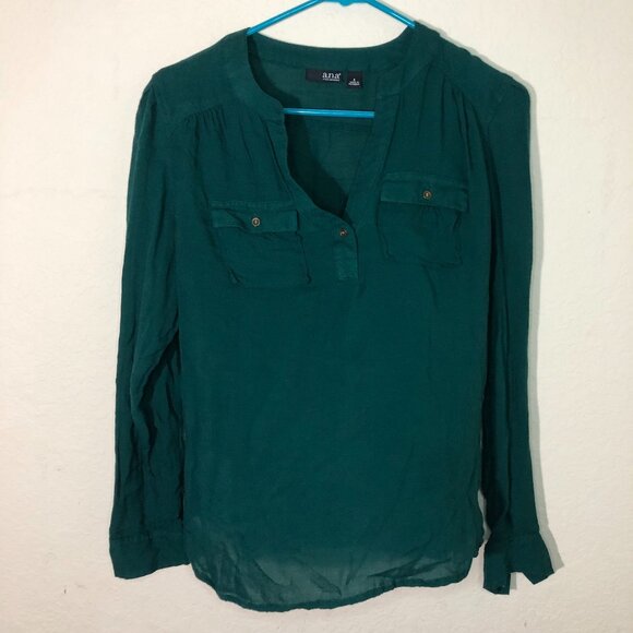 a.n.a | Tops | Ana A New Approach Blouse Womens Size Small Green Long ...